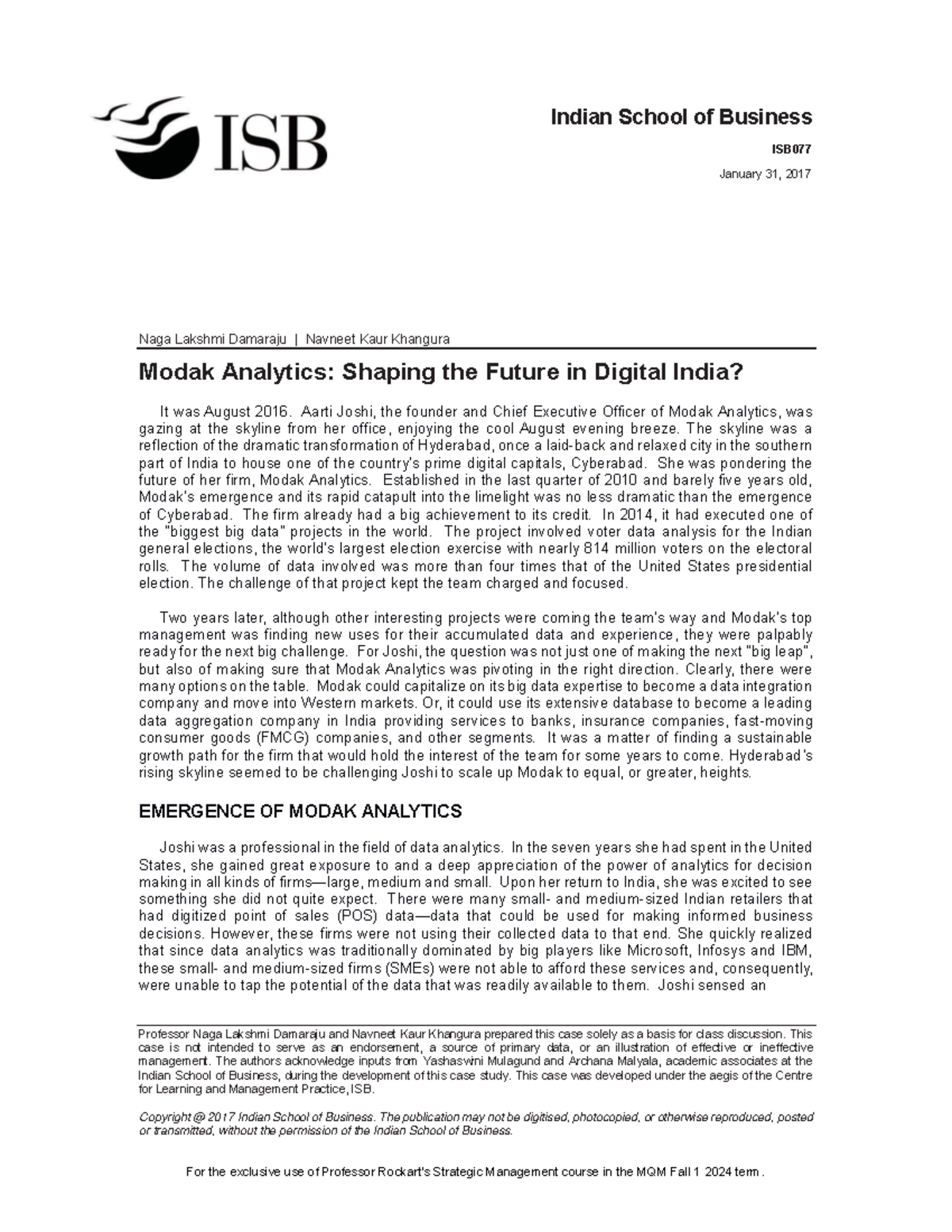 06 Modak Analytics- Shaping the future in digital India unlocked - Indian School of Business ISB ...