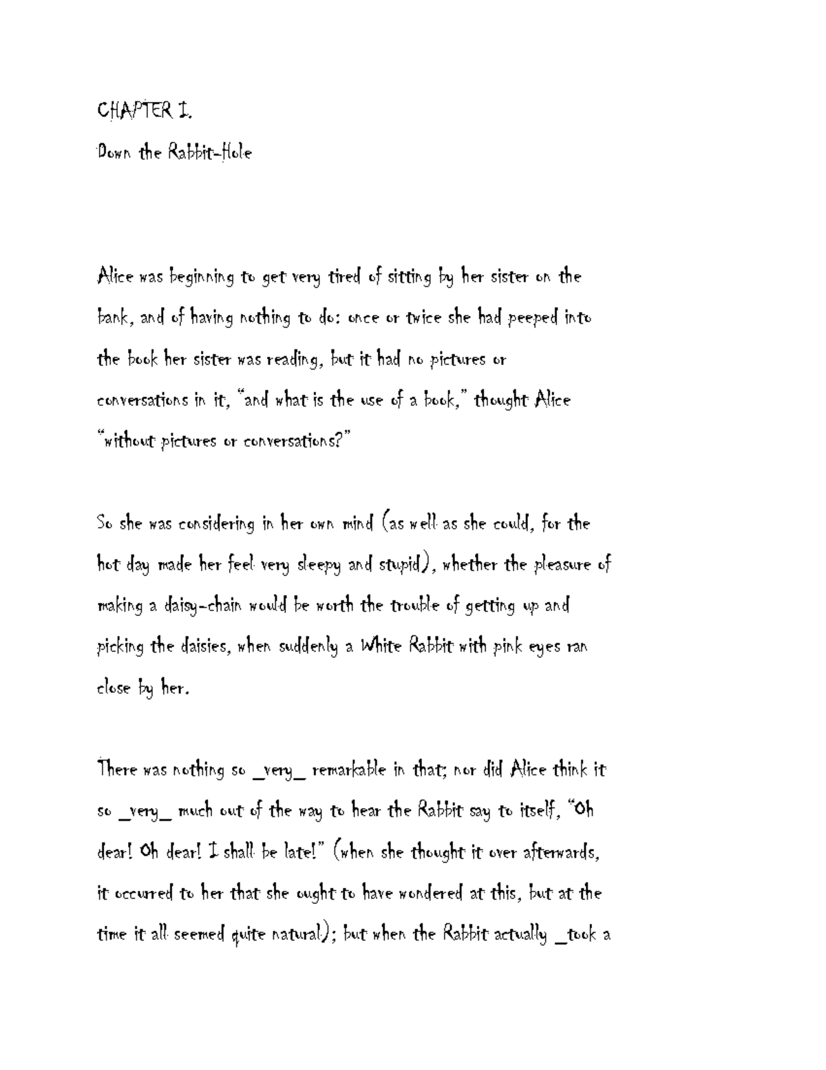 Alice lol - It's an study of Alic like wat if u knwo - CHAPTER I. Down ...