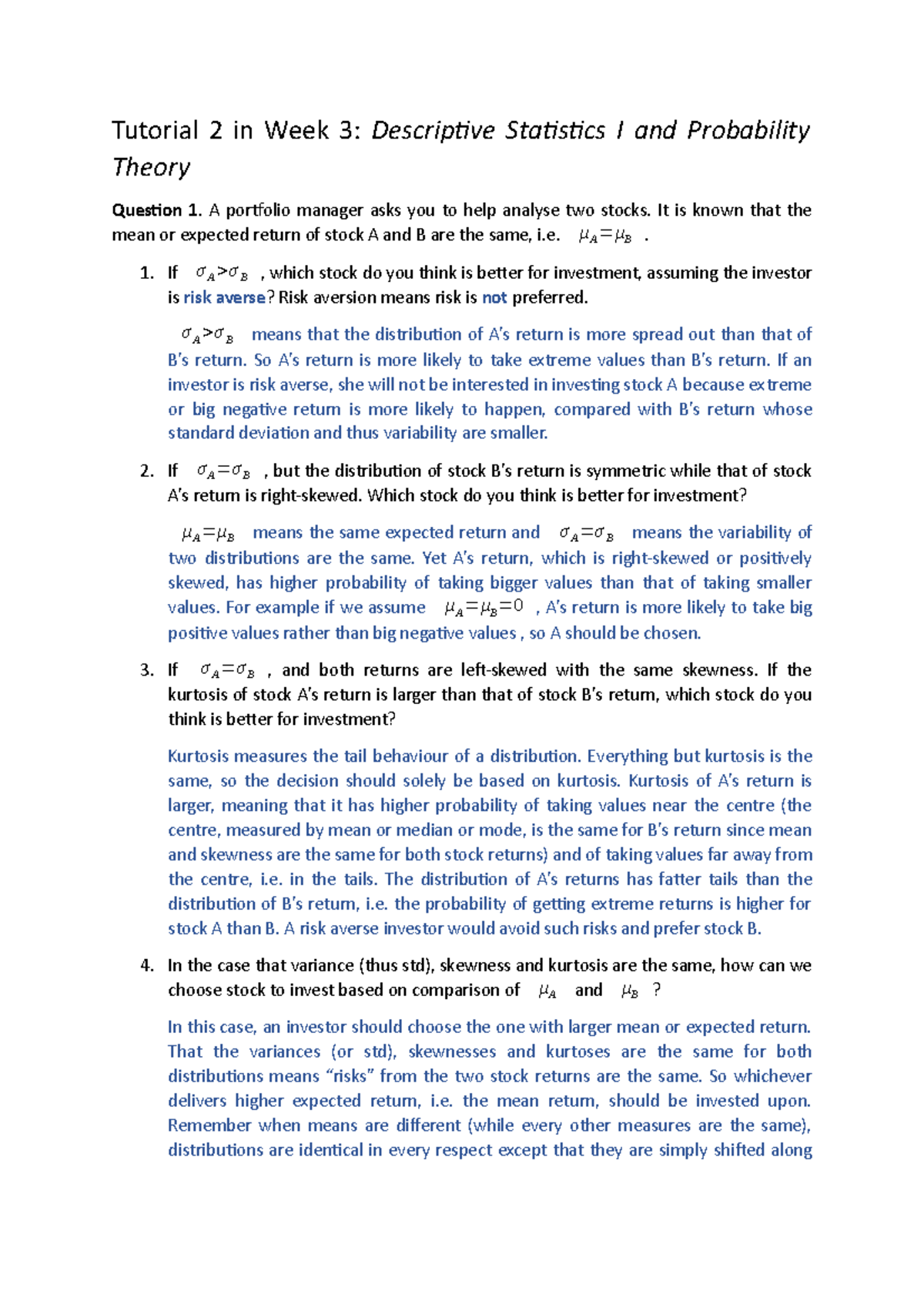 Tutorial 2 in Week 3 with answers - Tutorial 2 in Week 3: Descriptive ...