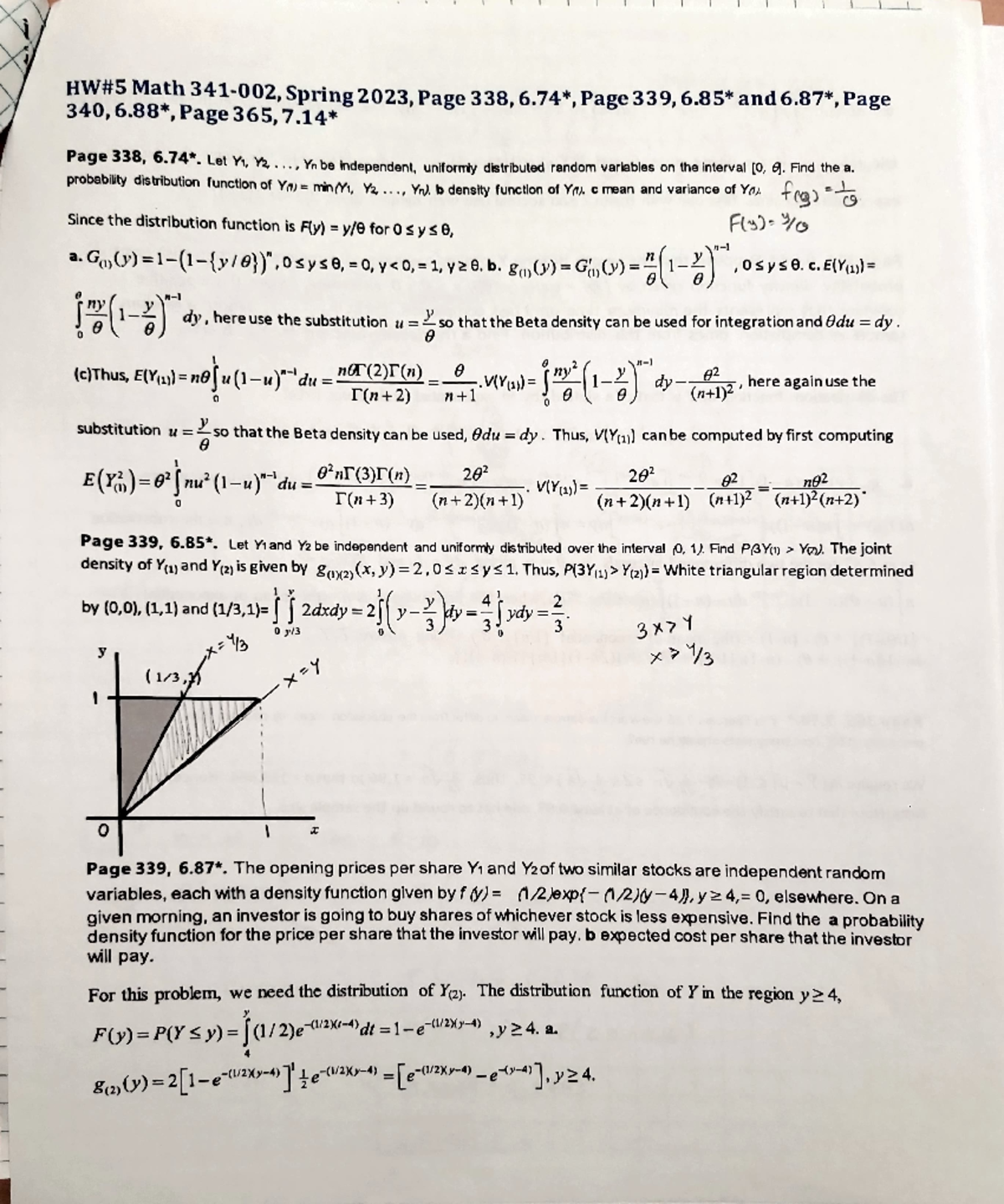 05 - homework solution #05 - HW#5 Math 341-002, Spring 2023, Page 338 ...