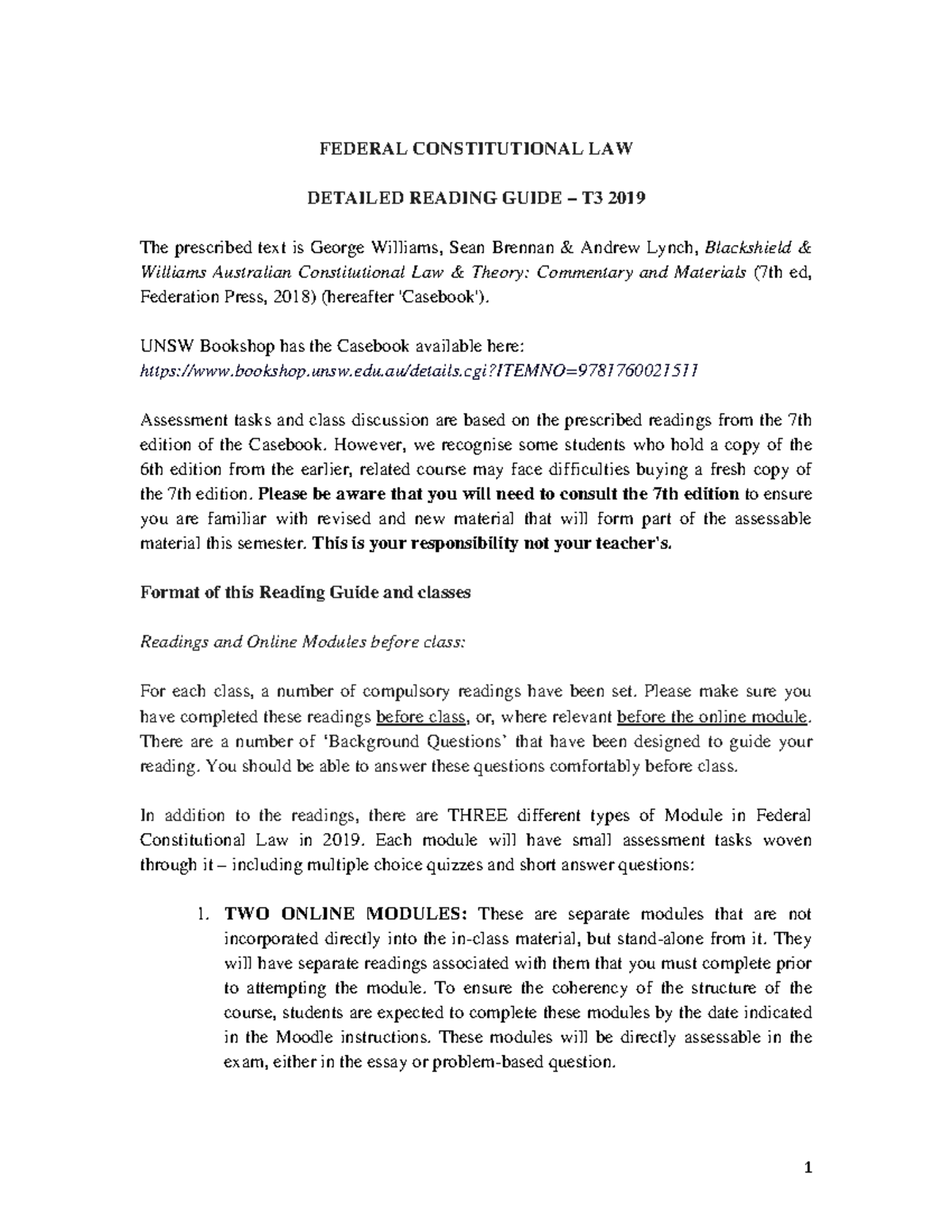 Federal Constitution - Reading Guides - FEDERAL CONSTITUTIONAL LAW ...