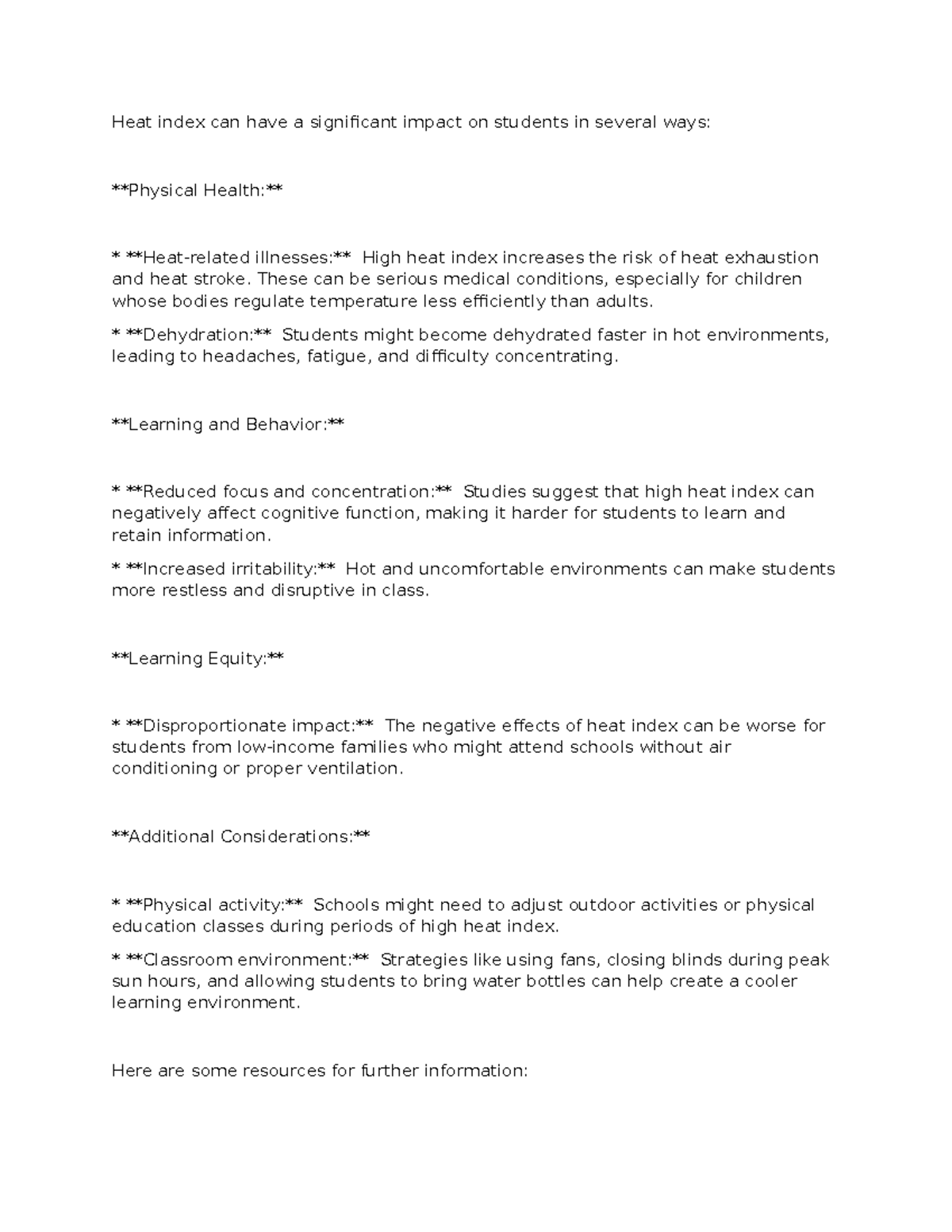EL 119 guide for students - Heat index can have a significant impact on ...