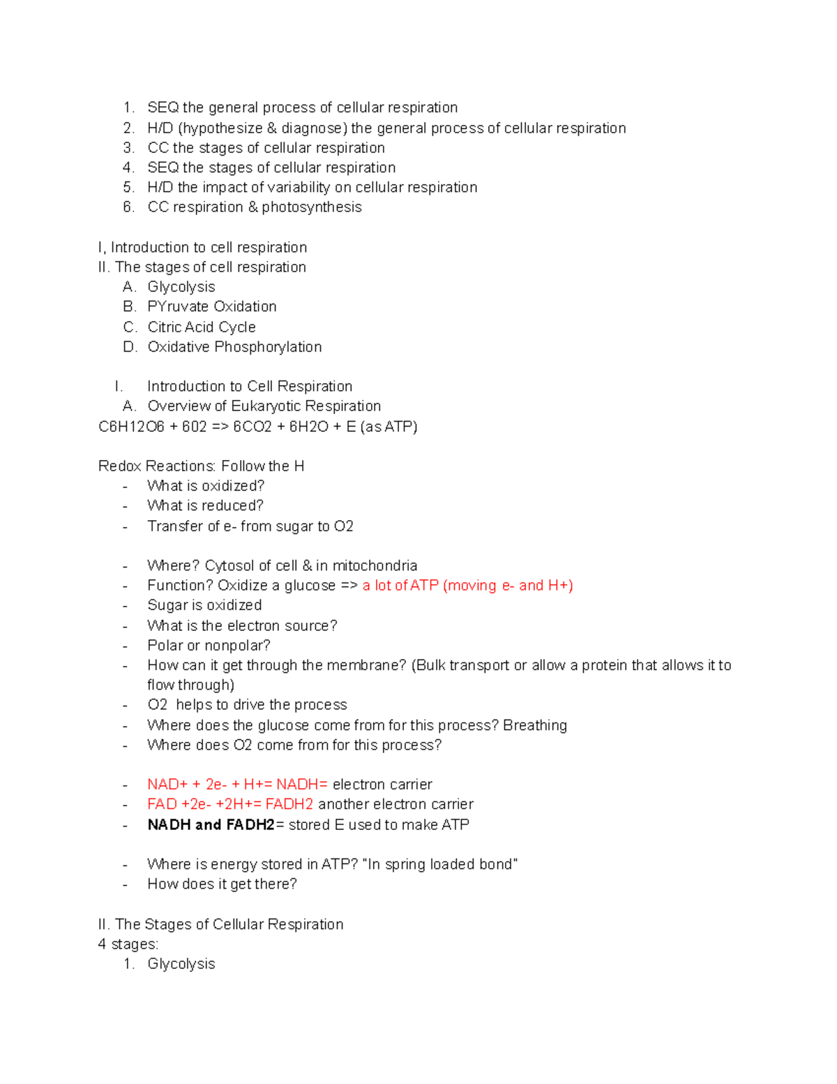 Cell Respiration - Cell Resp notes - SEQ the general process of ...