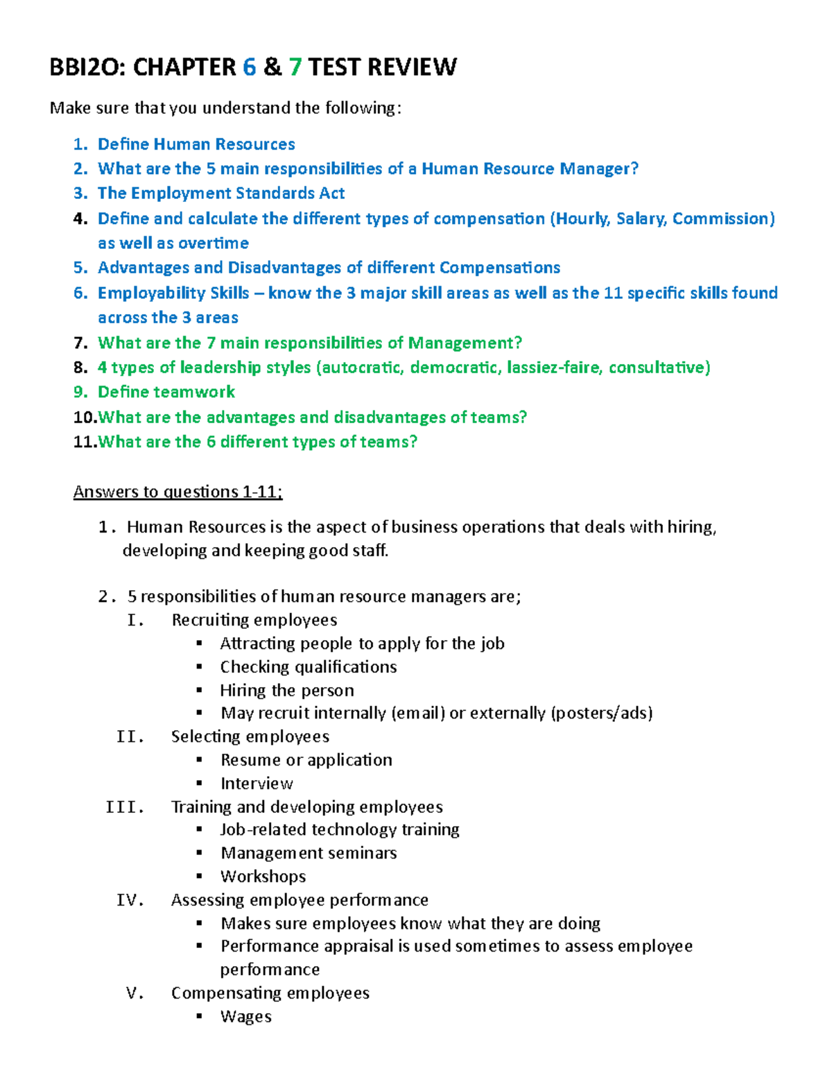Chapter 6and7 Test Review - BBI2O: CHAPTER 6 & 7 TEST REVIEW Make sure ...