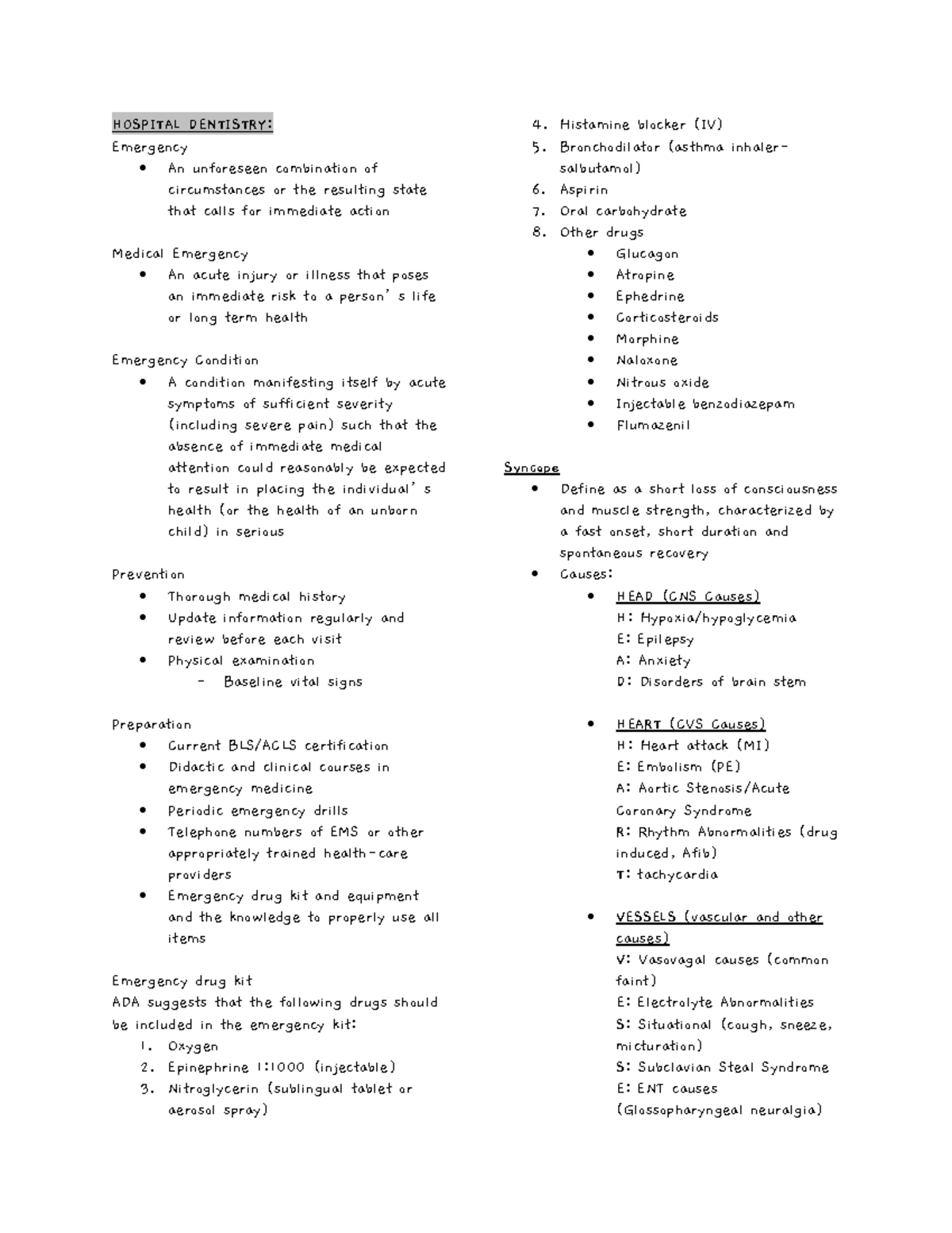 Medical- Emergencies - Dr. Diasanta - HOSPITAL DENTISTRY: Emergency An ...
