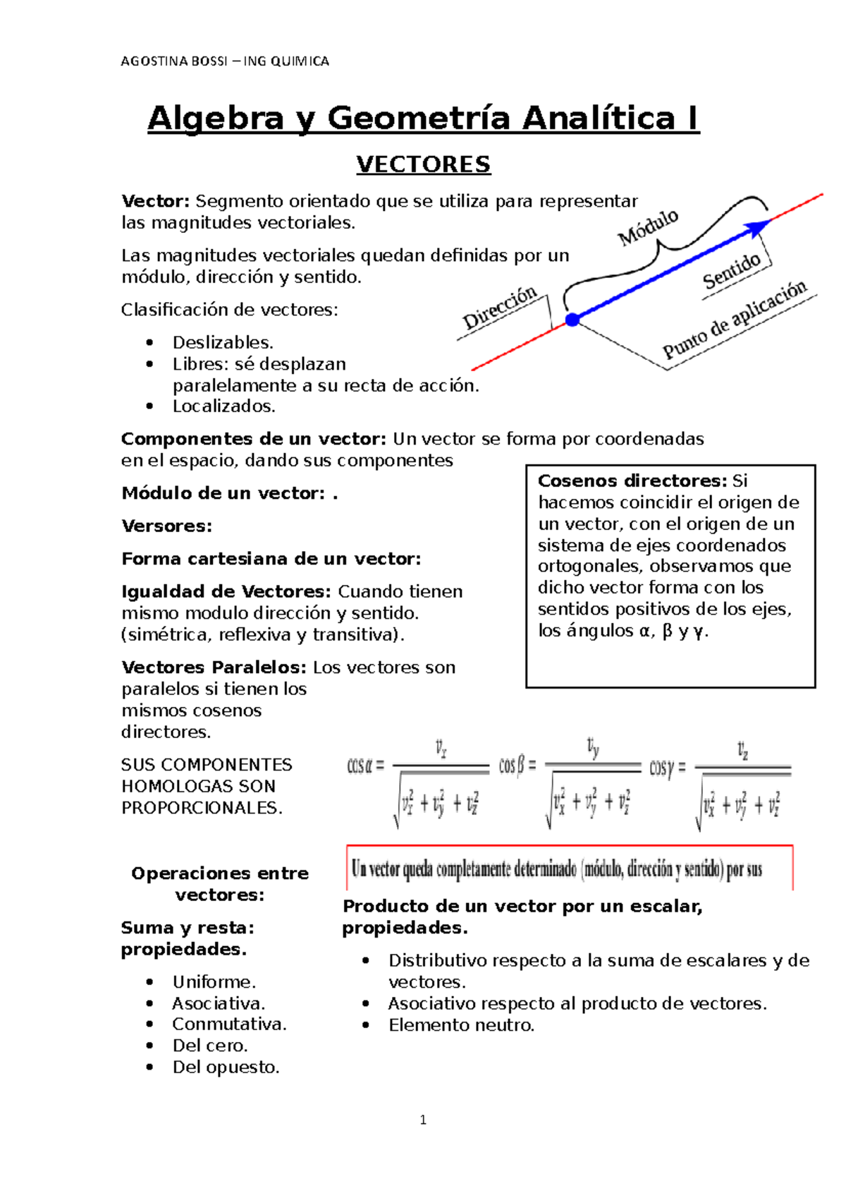 Resumen Algebra y Geometría Analítica I - Algebra y Geometría Analítica ...