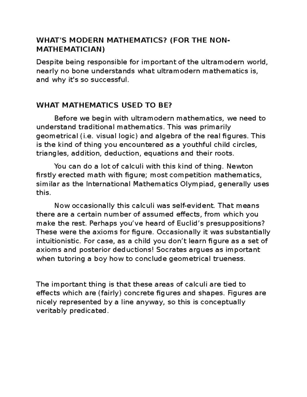 Modern- Mathematics - WHAT'S MODERN MATHEMATICS? (FOR THE NON ...