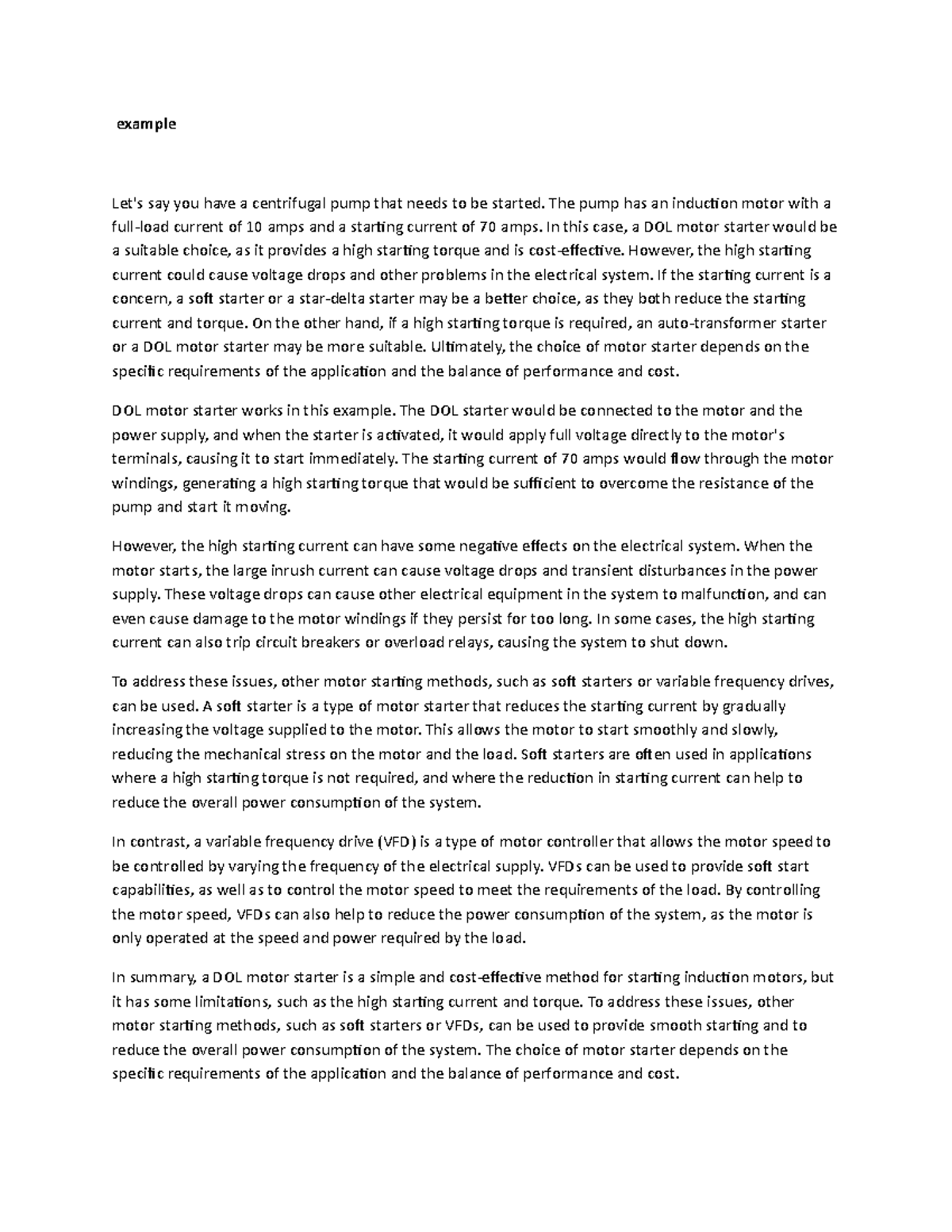 Essay motor control 3 - example Let's say you have a centrifugal pump ...