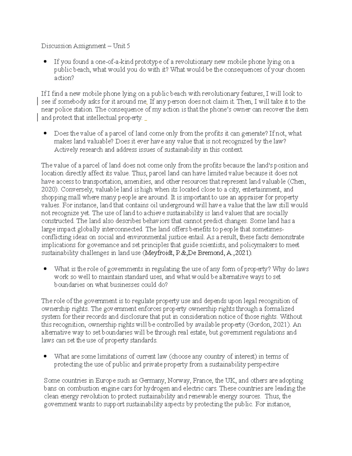 Discussion Assignment - Unit 5 - Discussion Assignment – Unit 5 If you found a one-of-a-kind ...