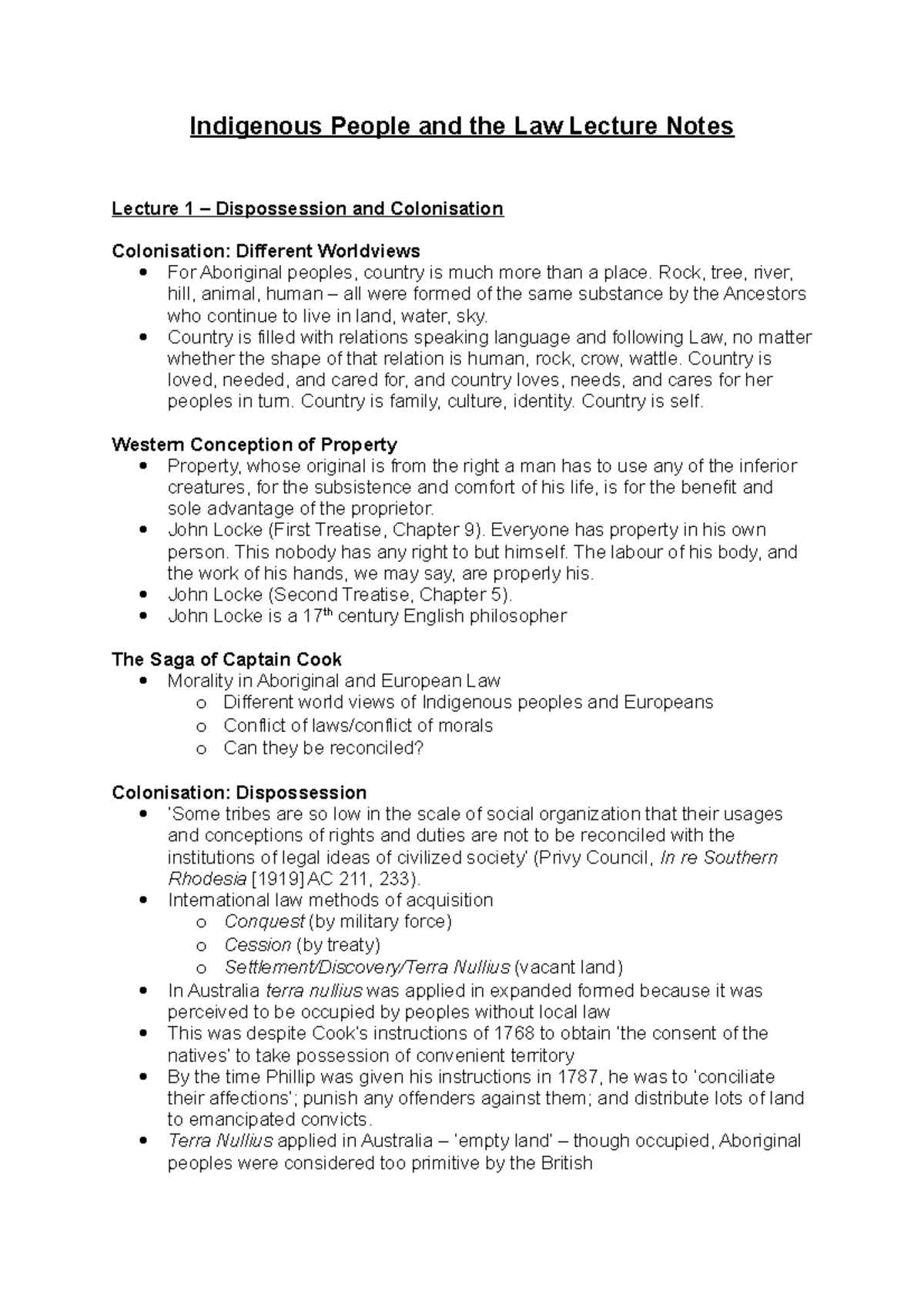 Indigenous People and the Law Lecture Notes - Rock, tree, river, hill ...