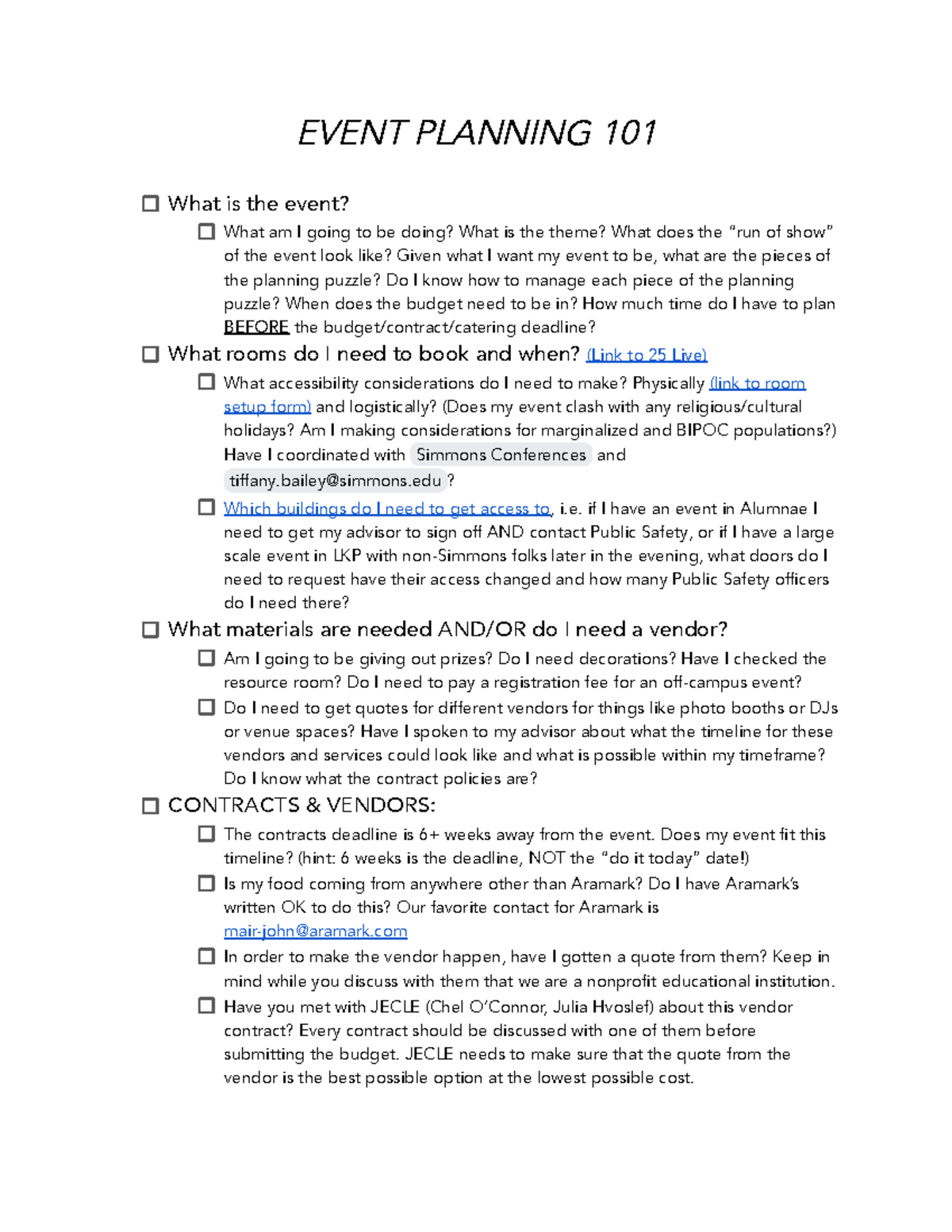 CL Handout FOR ORG Training - EVENT PLANNING 101 What is the event ...