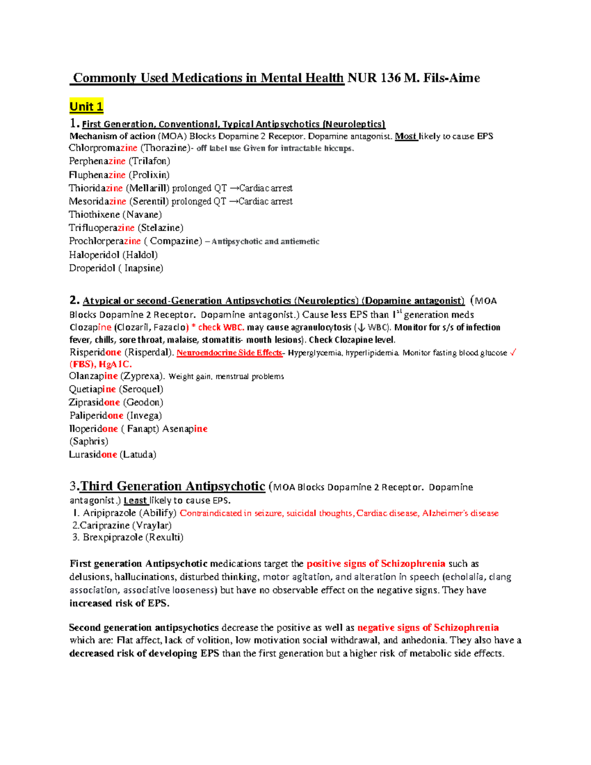 Mental Health Medications- Commonly used medications. Fall 2023. 8.4. ...