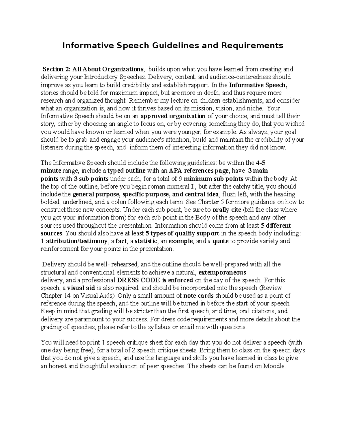 Informative Speech Requirements - Informative Speech Guidelines and ...