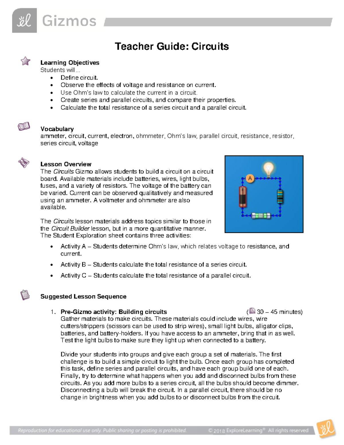 Circuits TG - 2018 Teacher Guide: Circuits Learning Objectives Students ...