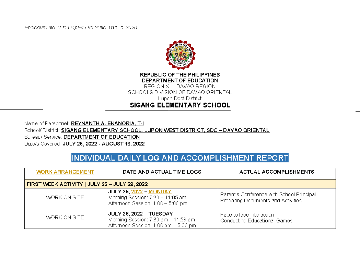 Bridging Program Narrative Report - Enclosure No. 2 to DepEd Order No ...