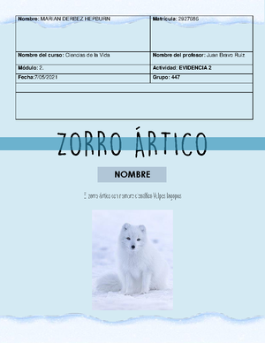 Ciencias de la vida Evidencia 1 - Liebre criolla (DOLICHOTIS PATAGONUM ...