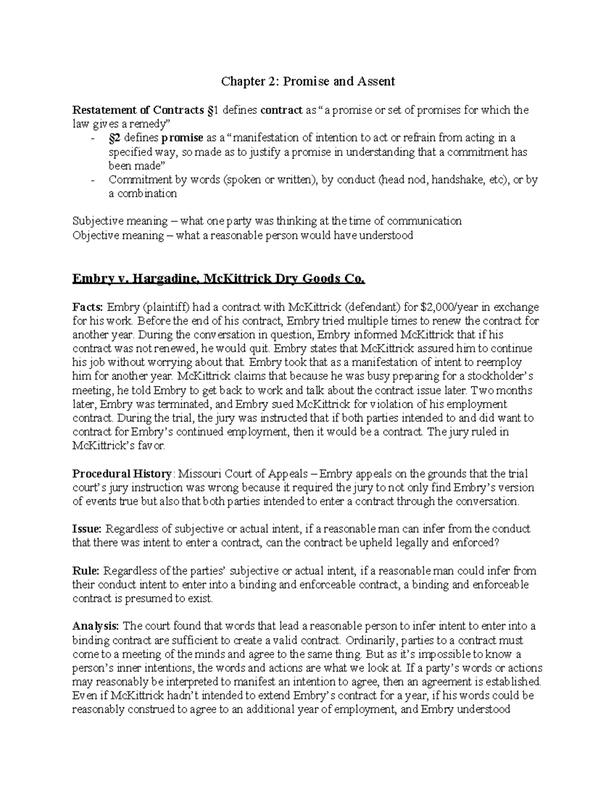 Promise and Assent - Chapter 2: Promise and Assent Restatement of ...