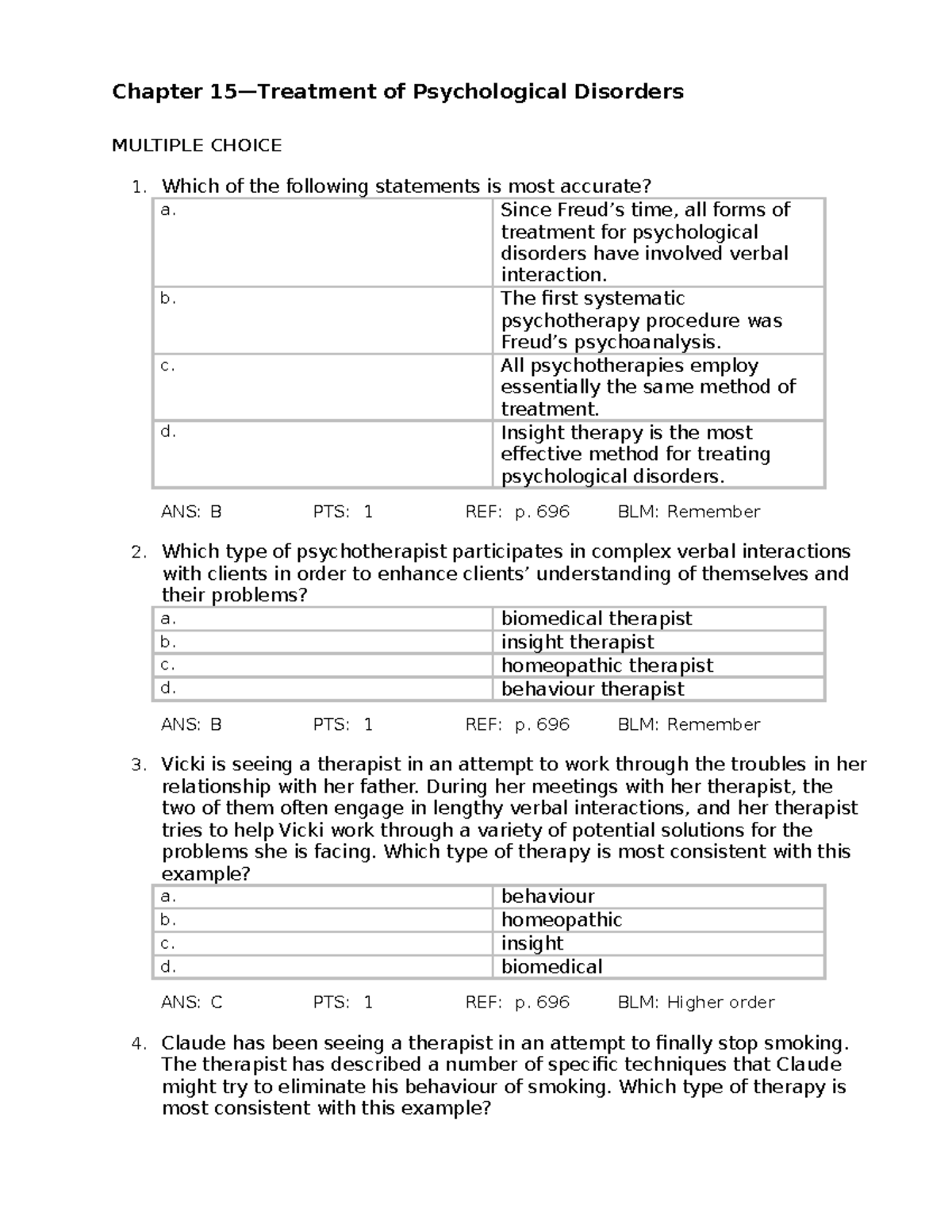 Rtf - assignments - Chapter 15—Treatment of Psychological Disorders ...