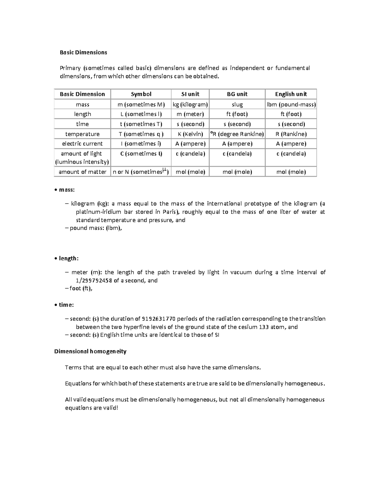 Thermodynamics part 3 - Basic Dimensions Primary (sometimes called ...