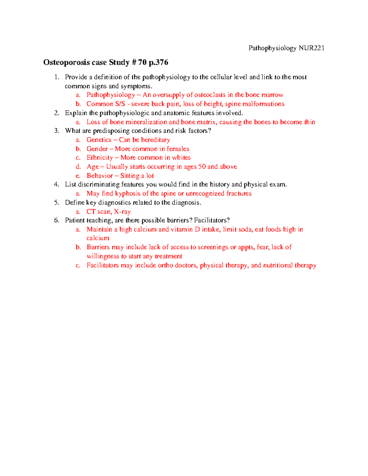 Unit 5 Case Studies - Unit assignment - Pathophysiology NUR ...
