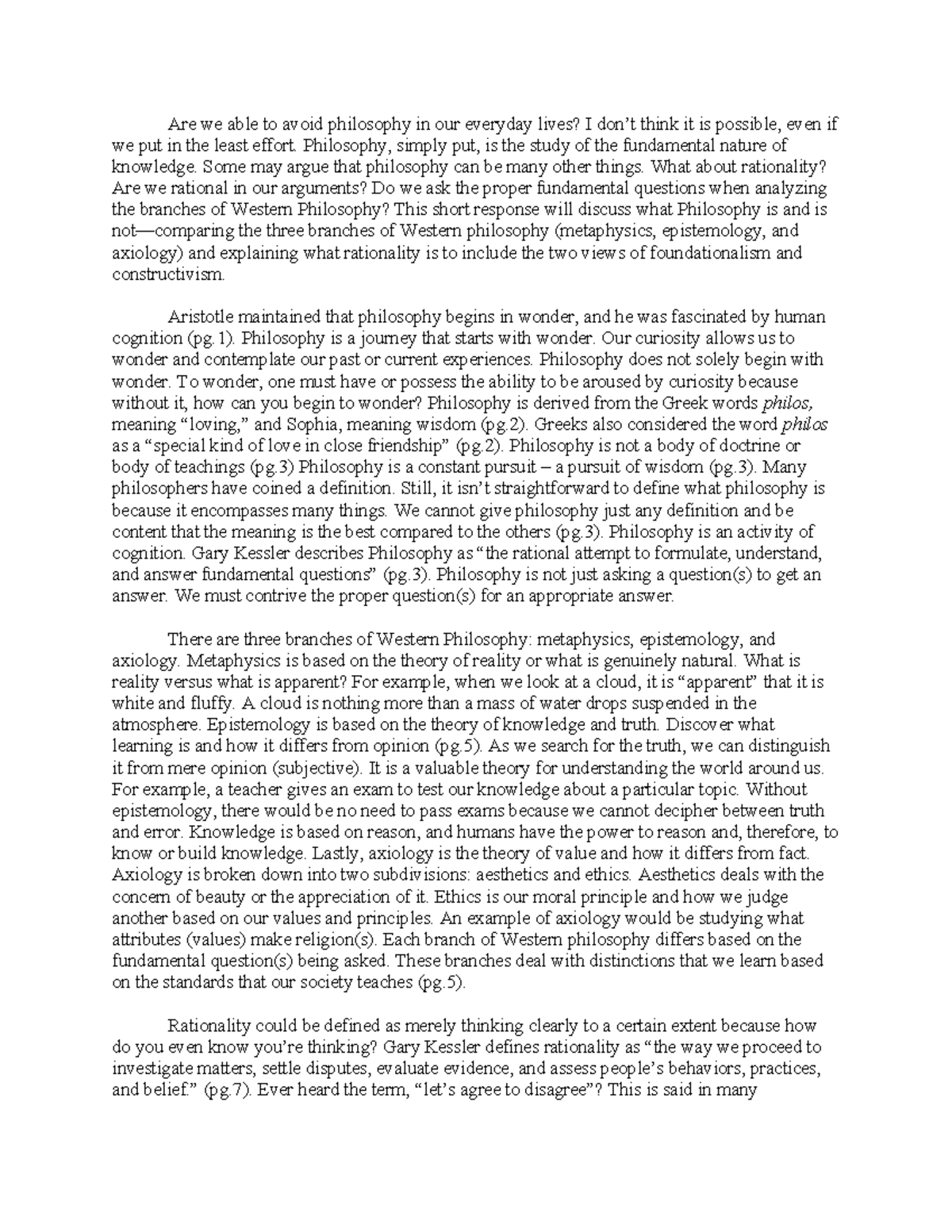 Reading Response - Summary Voices of Wisdom: a Multicultural Philosophy ...