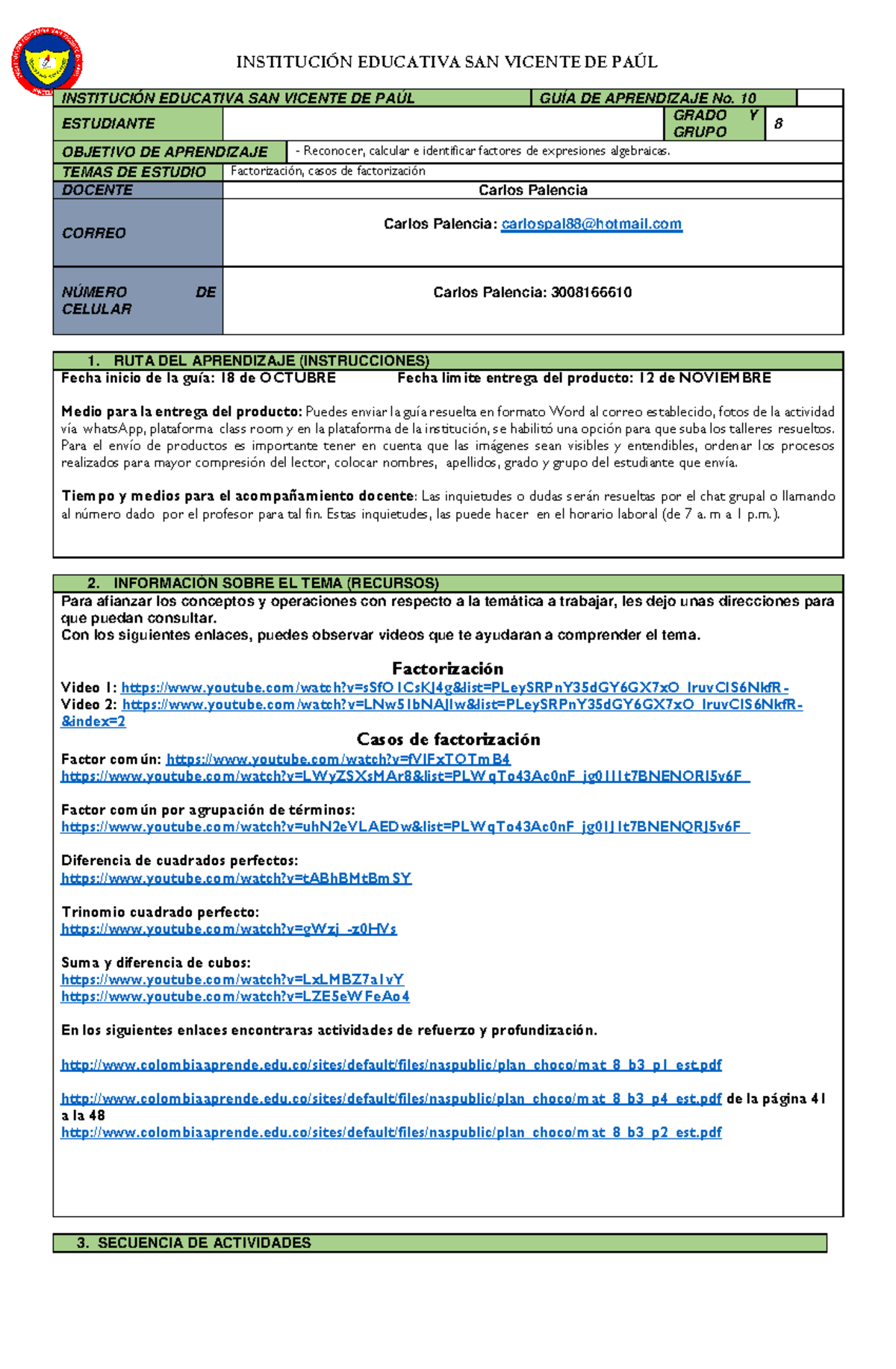 Actividad 1 Octavo 4P 2021 - INSTITUCIÓN EDUCATIVA SAN VICENTE DE PAÚL ...