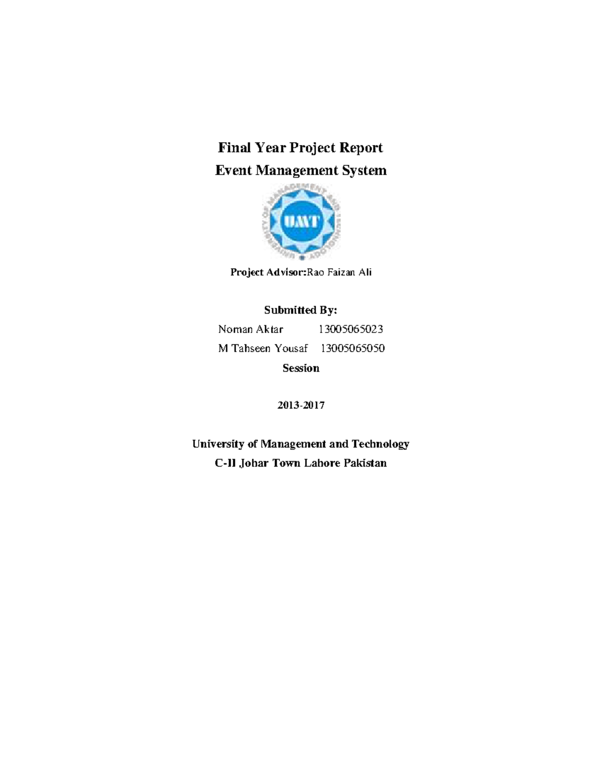 Final Year Project Report Event Manageme - Final Year Project Report ...