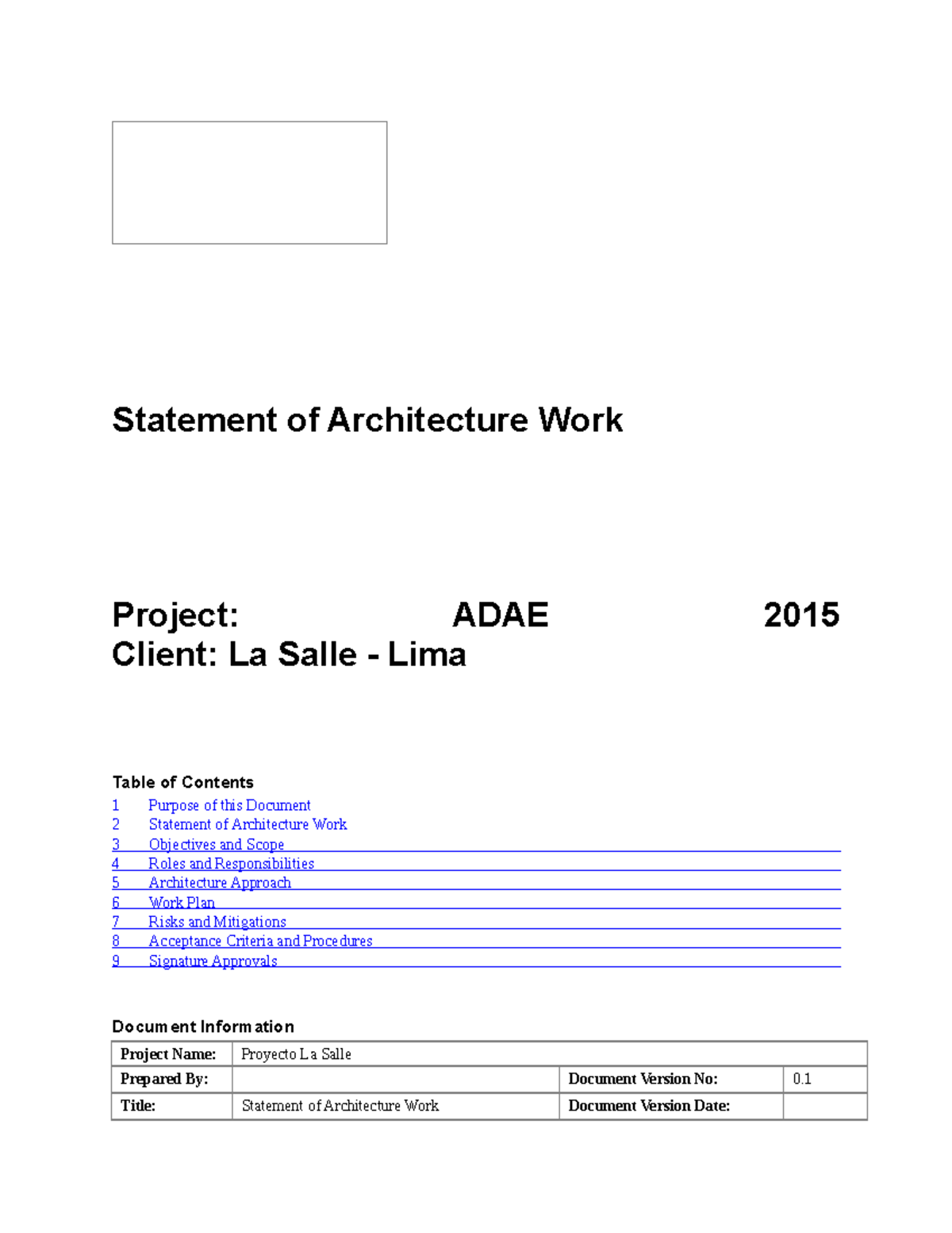 Statementof Architecture Work - Statement of Architecture Work Project ...