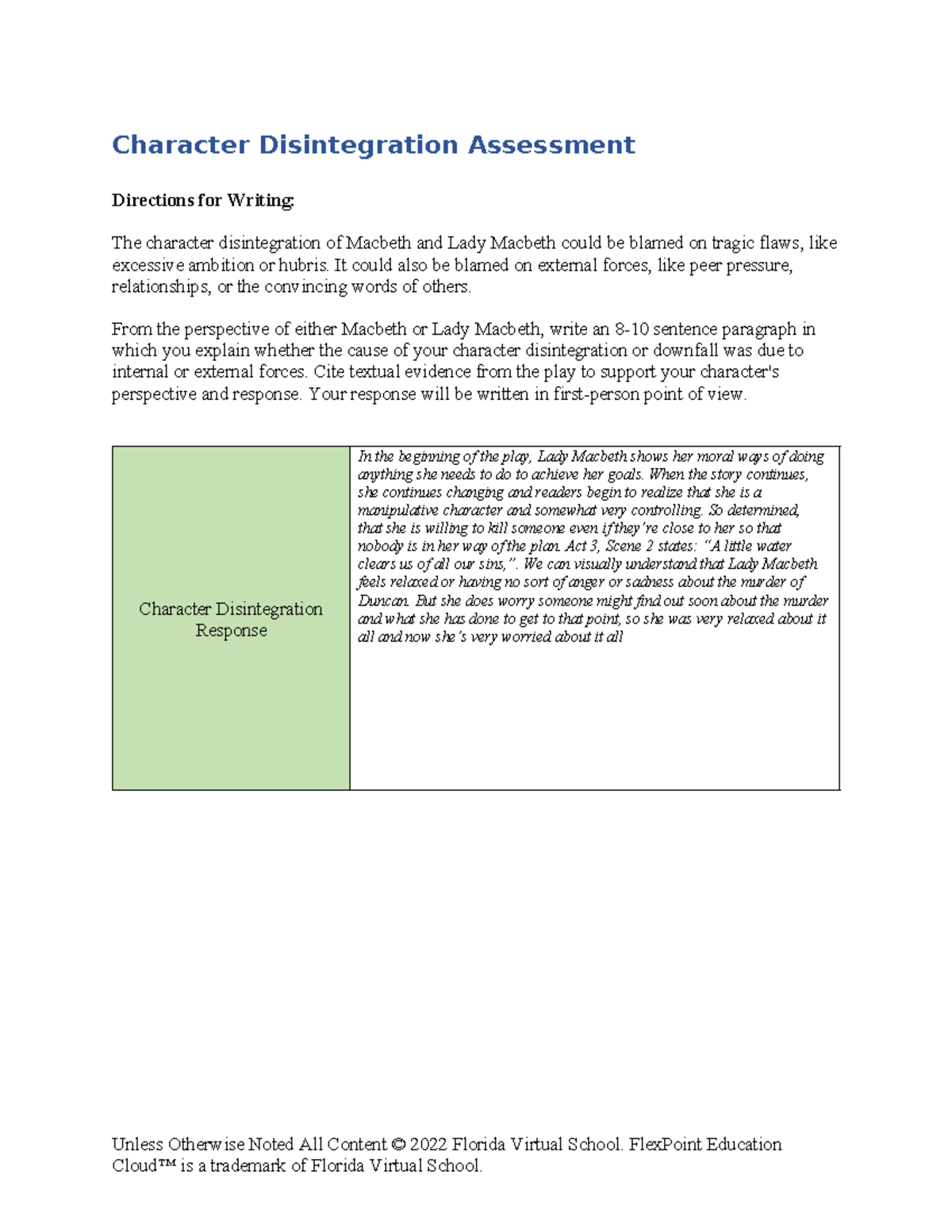 Character disintegration - It could also be blamed on external forces ...