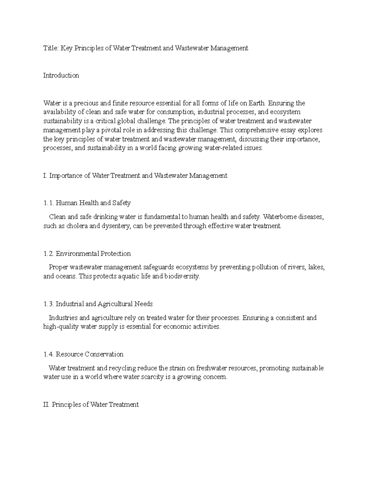 Key Principles of Water Treatment and Wastewater Management - Title ...