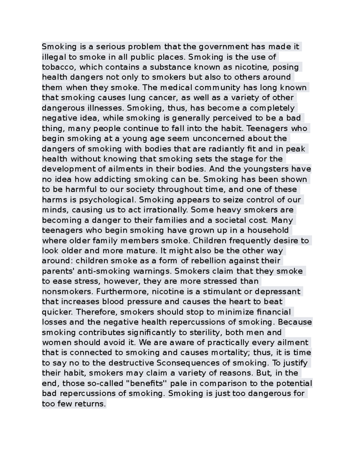 effects of smoking - Smoking is a serious problem that the government ...