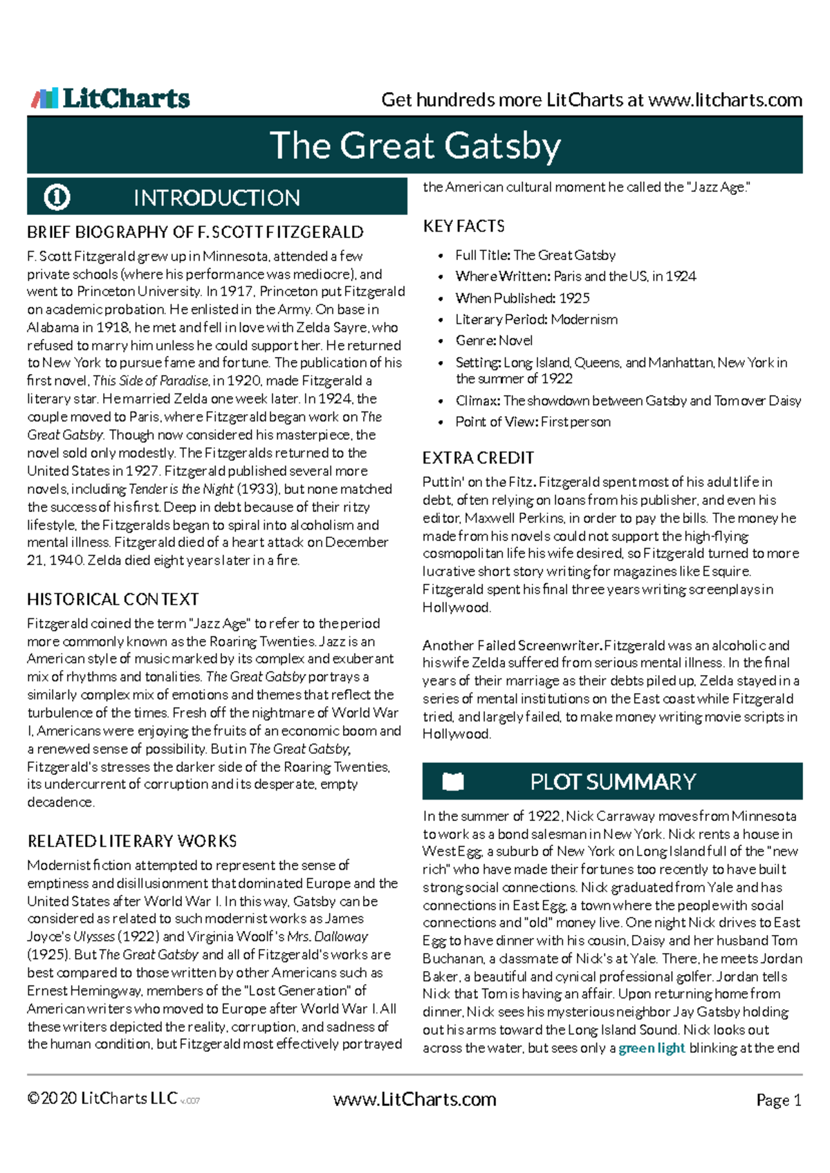The Great Gatsby - The Great Gatsby BRIEF BIOGRAPHY OF F. SCOTT ...