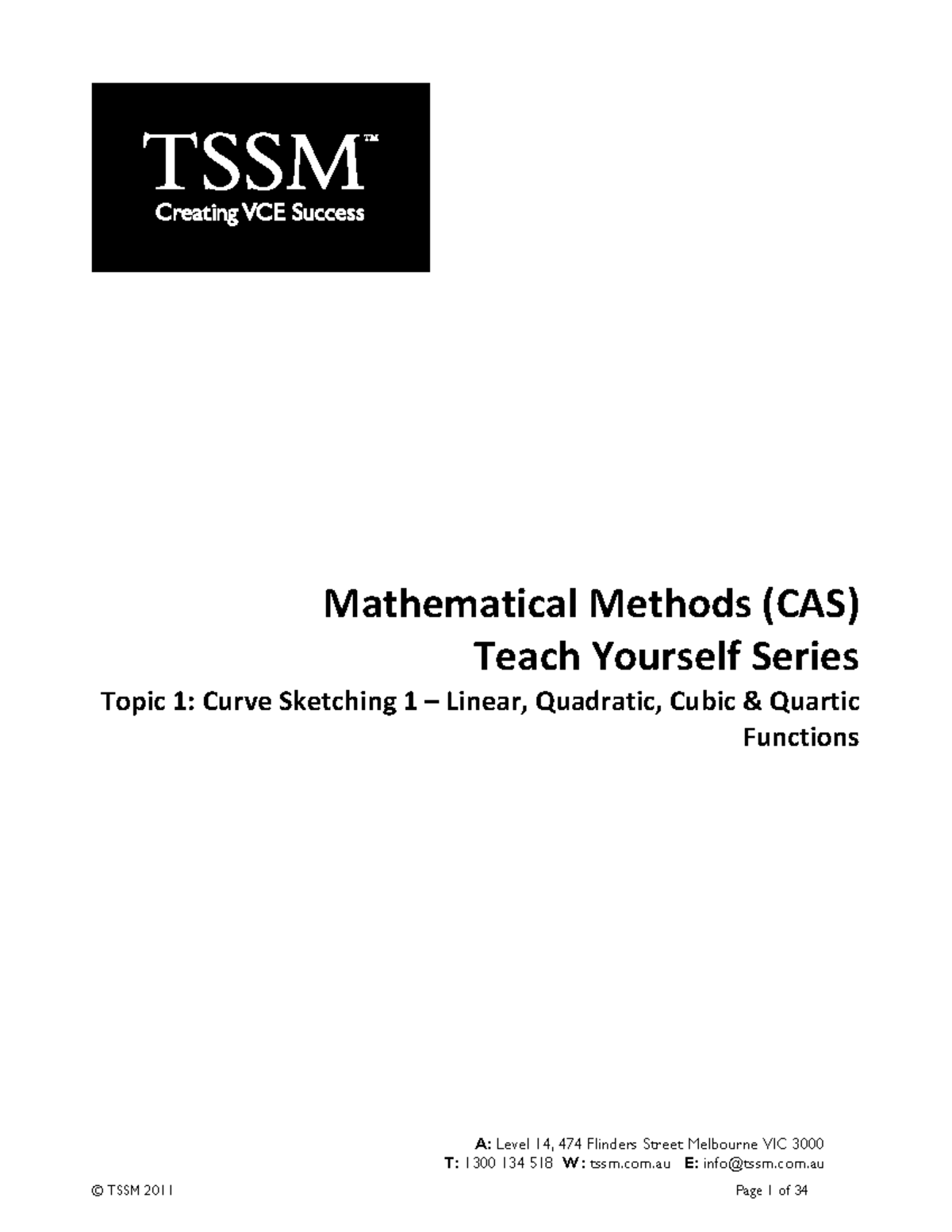 Tssm-topic-1 - gdfgdfg - Mathematical Methods (CAS) Teach Yourself ...