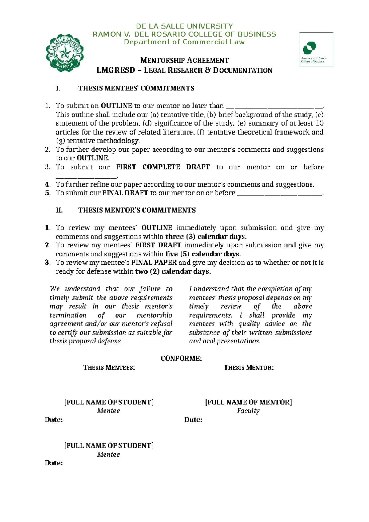 Thesis Template - DE LA SALLE UNIVERSITY RAMON V. DEL ROSARIO COLLEGE ...