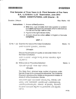 first semester of 3 years llb question papers - Studocu