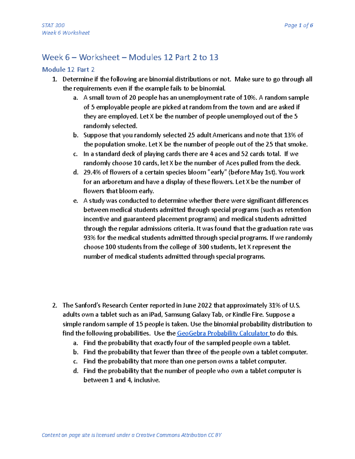 Week 6 - Worksheet - Mod 12P2 to 13 - Week 6 Worksheet Week 6 ...