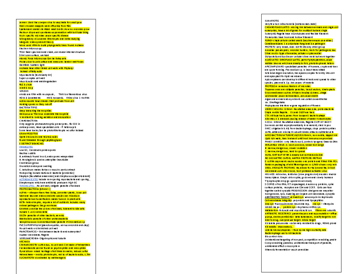 MICR2040 midterm practice - Jkbkkjbjnjnn EUKARYOTES Very few lack ...