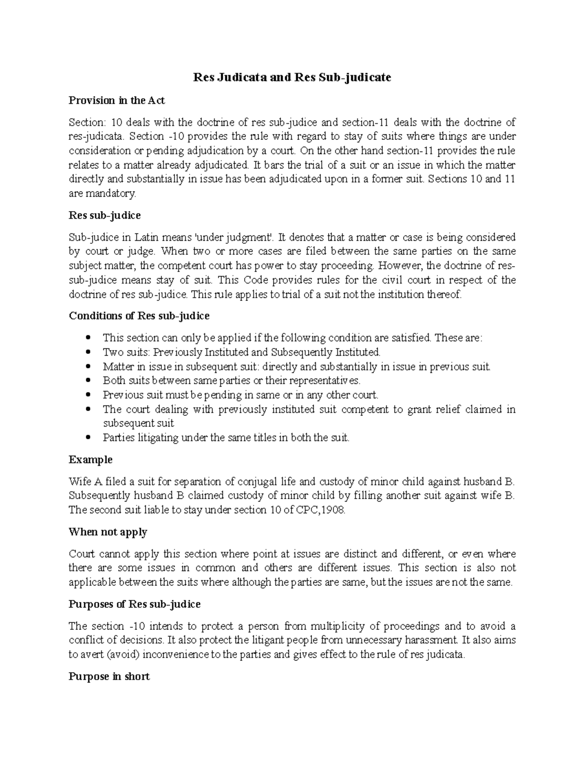 RES Judicata AND RES SUB Judice - Res Judicata and Res Sub-judicate ...