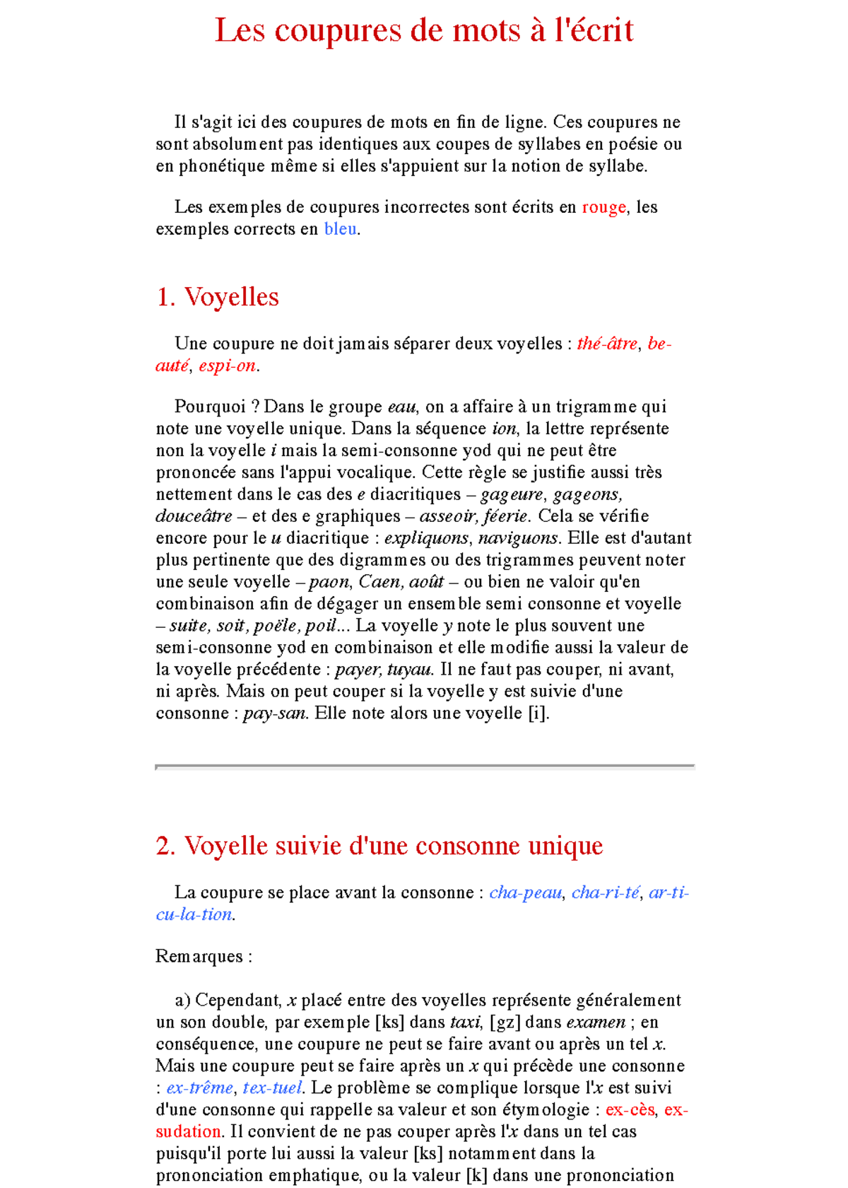 La coupe des mots et expressions - Les coupures de mots à l'écrit Il s ...