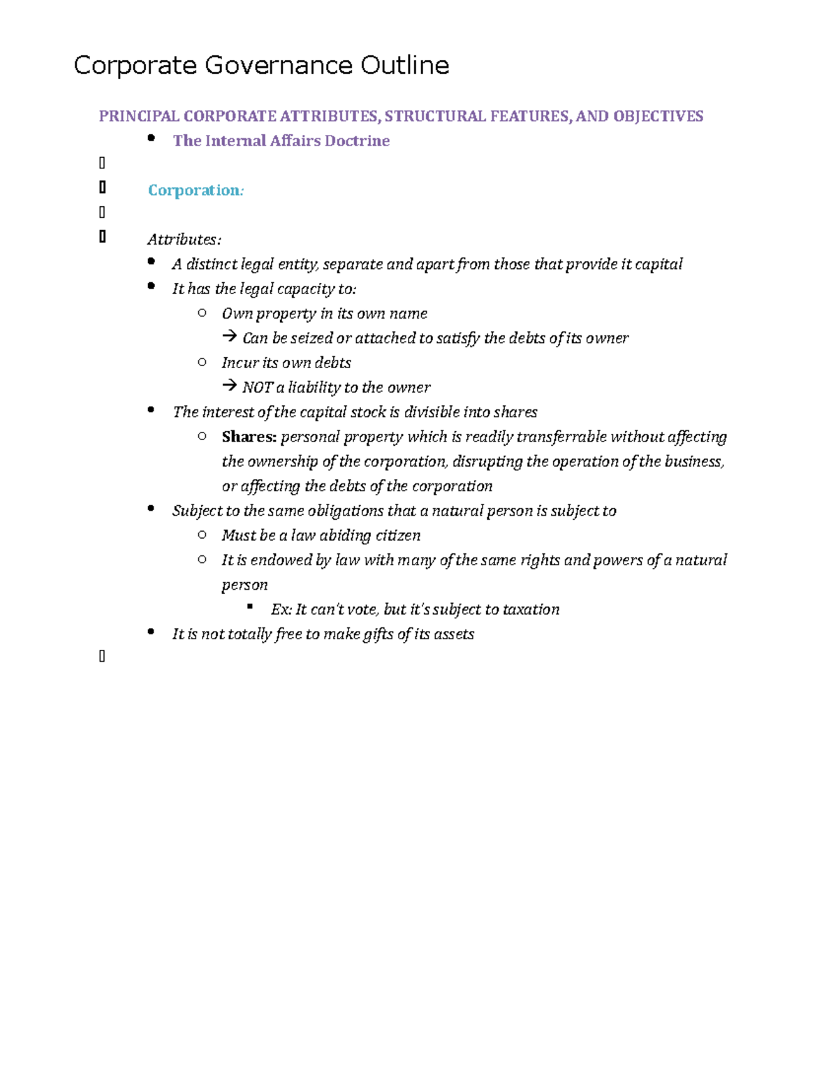Corporate Governance Outline - Corporate Governance Outline PRINCIPAL ...