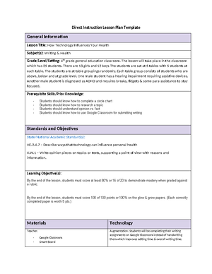 C367 Lesson Plan - Physical Education Lesson Plan: Fitness in The ...