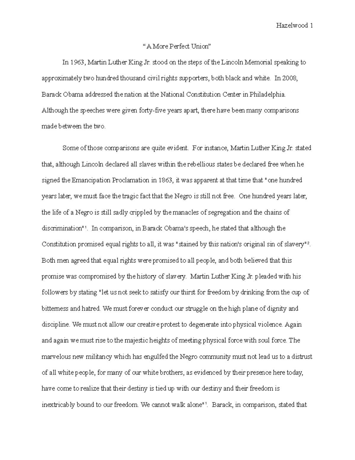 A more perfect union 2 - ESSAY - “A More Perfect Union” In 1963, Martin ...