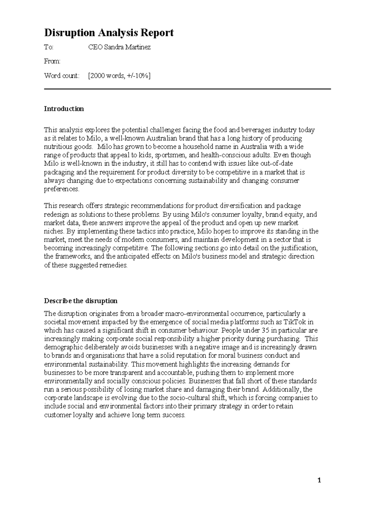 Disruption Analysis Report template-4 - Disruption Analysis Report To ...