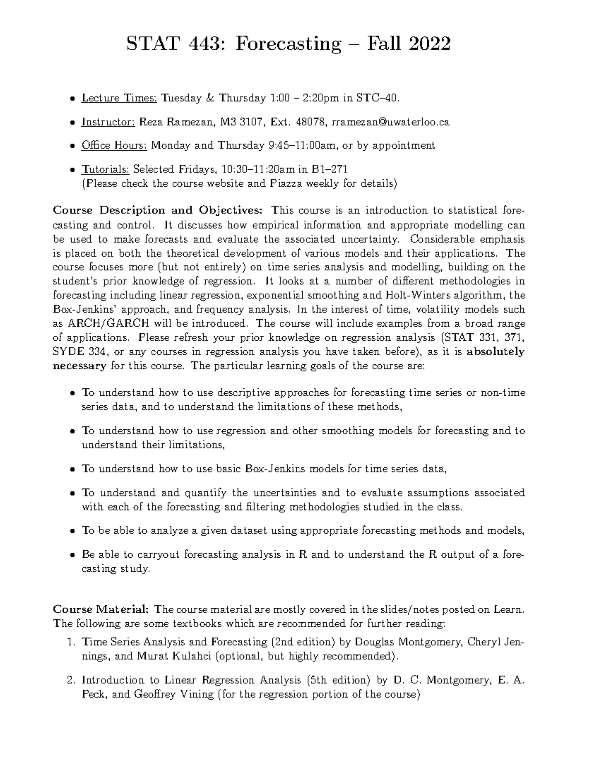 STAT443-F22-Outline - Outline - STAT 443: Forecasting – Fall 2022 ...