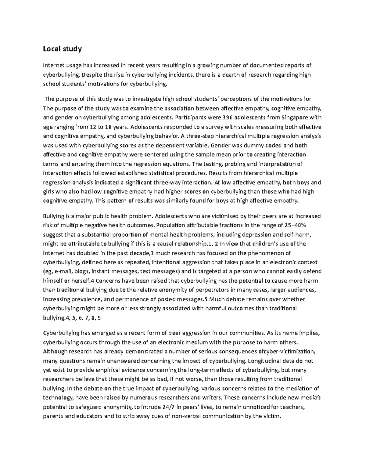 Practical research 2 complete - Local study Internet usage has ...