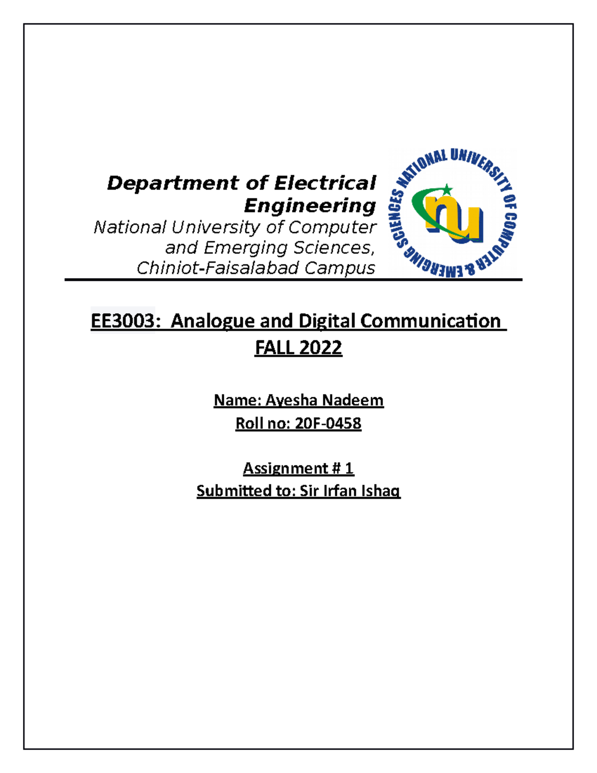 ADC Assignment 1 - Google notes and material from the book - Department ...