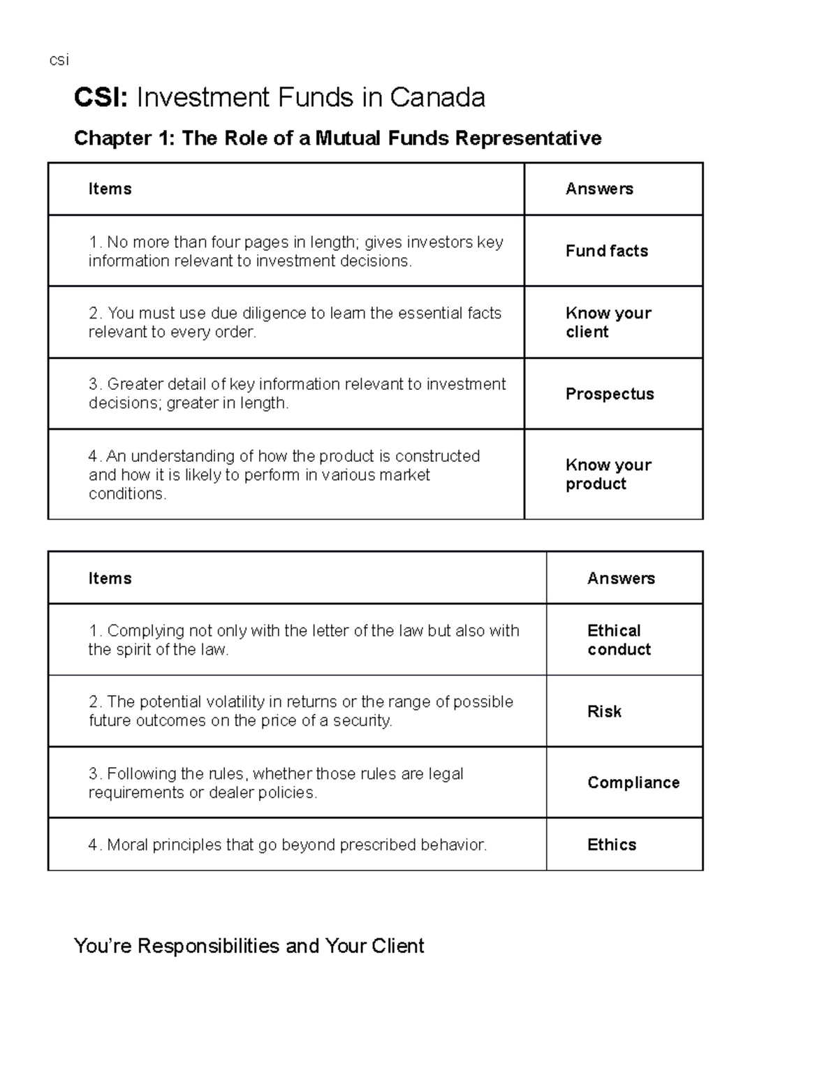 IFIC Final Review - Overview of all course material - csi CSI ...