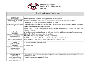 Care plan 33 - care plan example - Jeanette C. RUDY SCHOOL OF NURSING ...