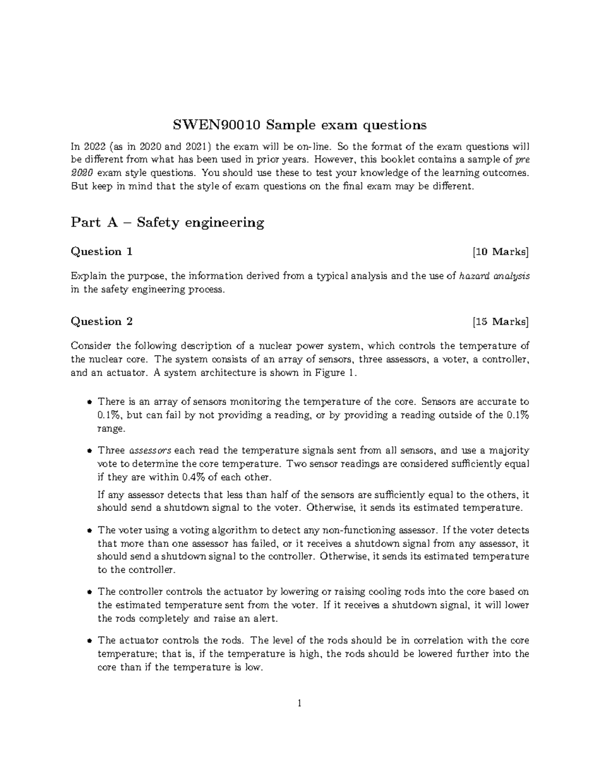 Sample Exam - So the format of the exam questions will be different ...