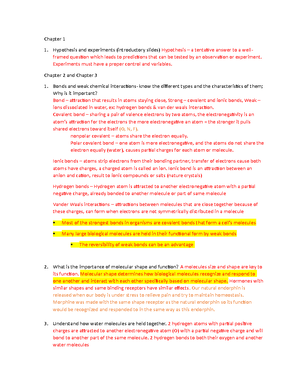 Bio 211 Final Study Guide - Bio 211 Final Study Guide Bonds and water o ...